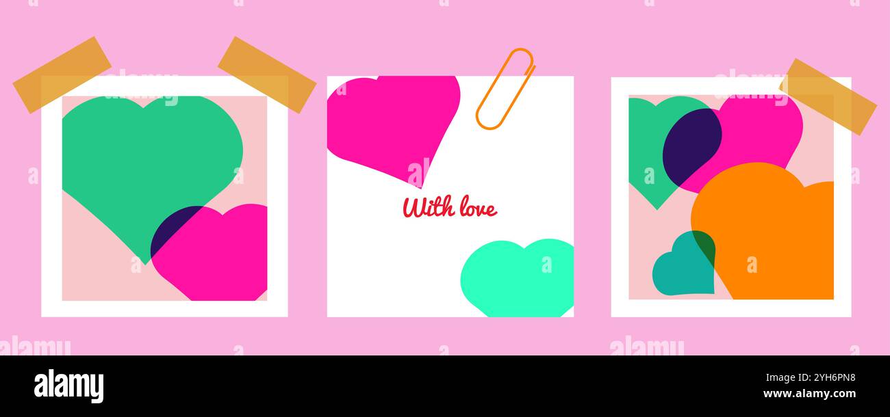 Valentines Day mockup scrapbook on pink wall for flyer store social ...