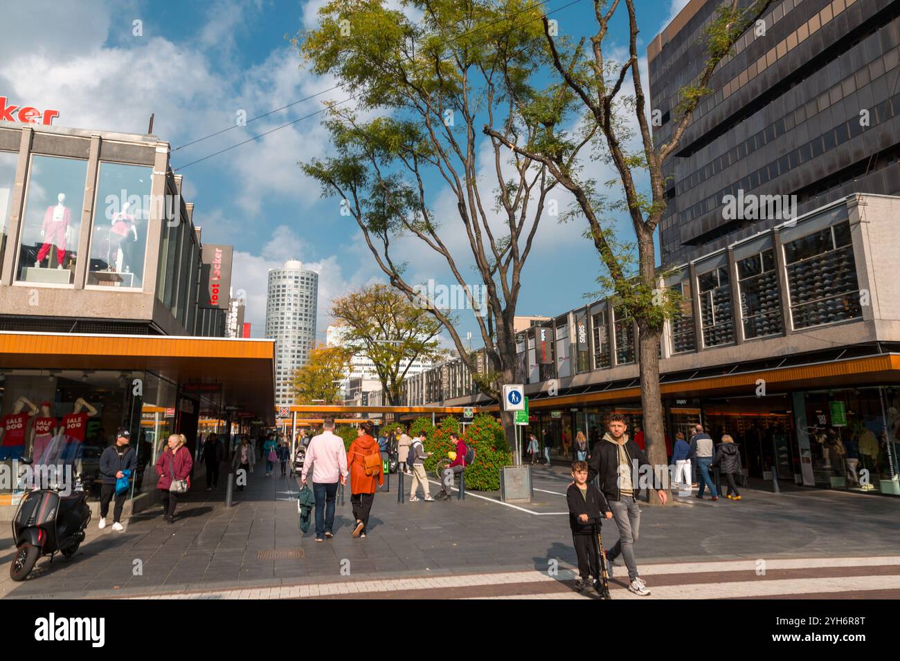 Rotterdam, Netherlands - October 10, 2021: The Lijnbaan is the main ...