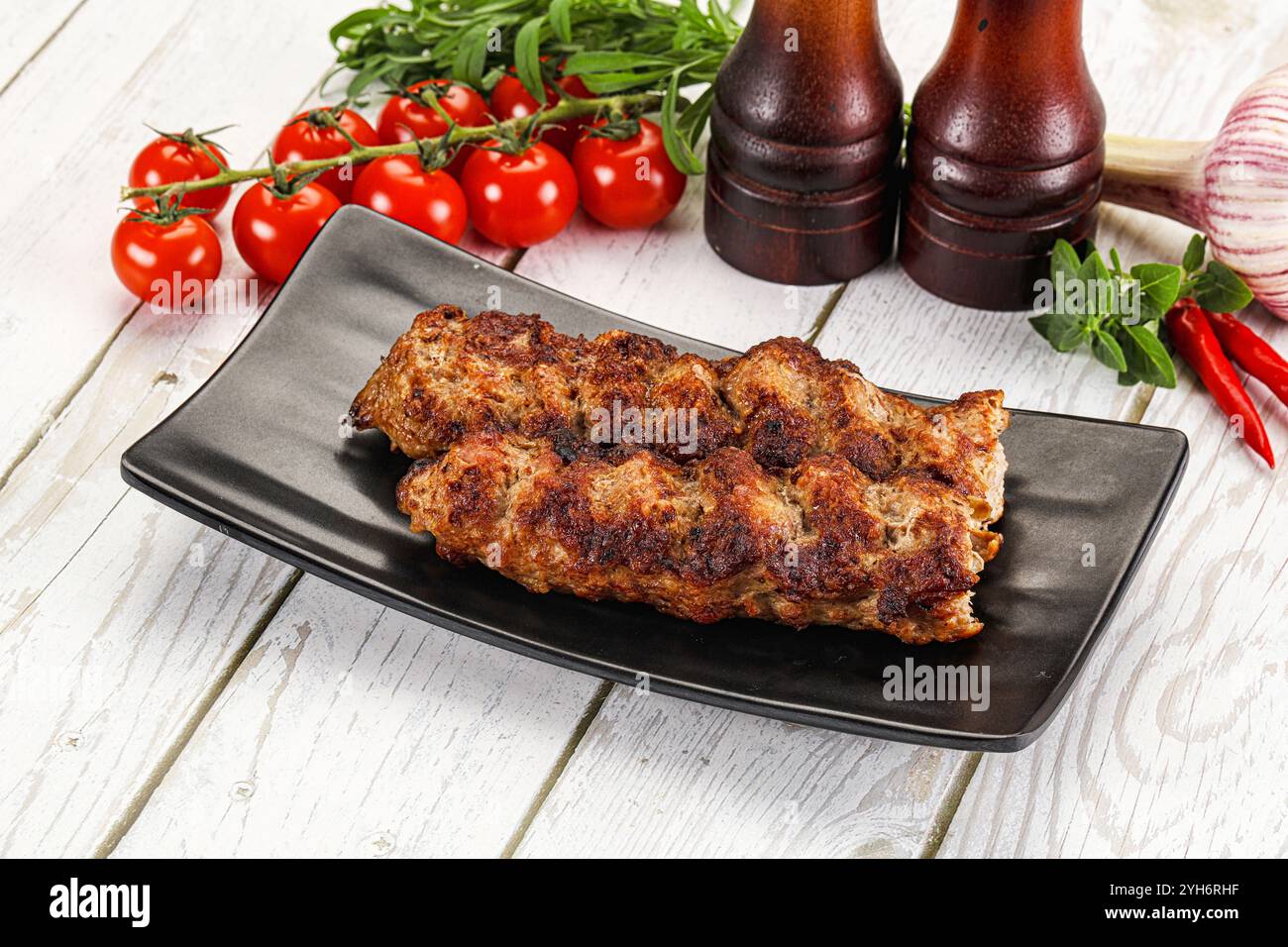 Chicken barbecue kebab minced meat and spices Stock Photo - Alamy