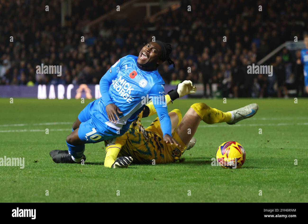 Peterborough, UK. 09th Nov, 2024. Abraham Odoh(PU) at the Peterborough ...