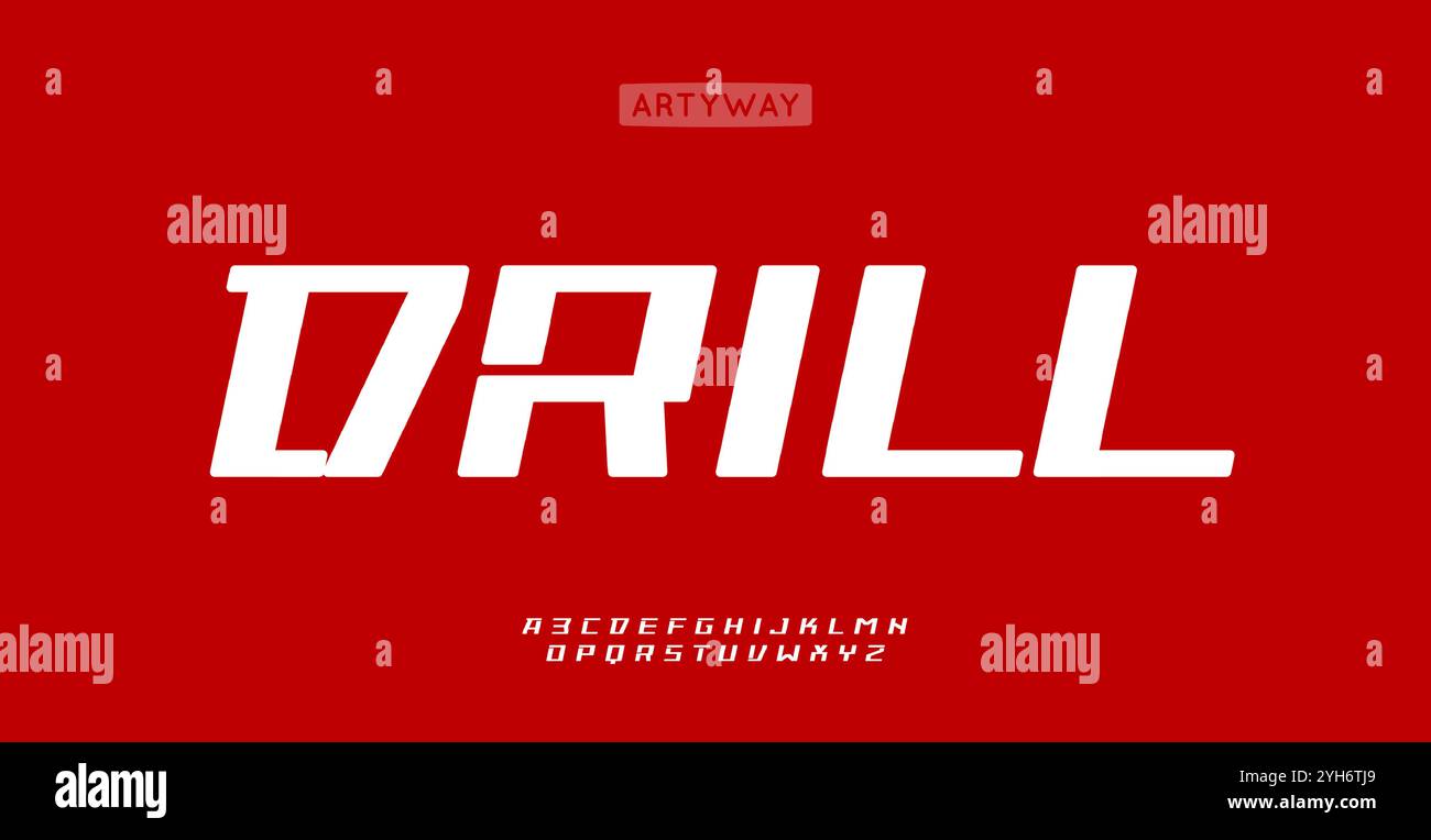 Drill alphabet, bold italic letters, sharp geometric font for racing ...