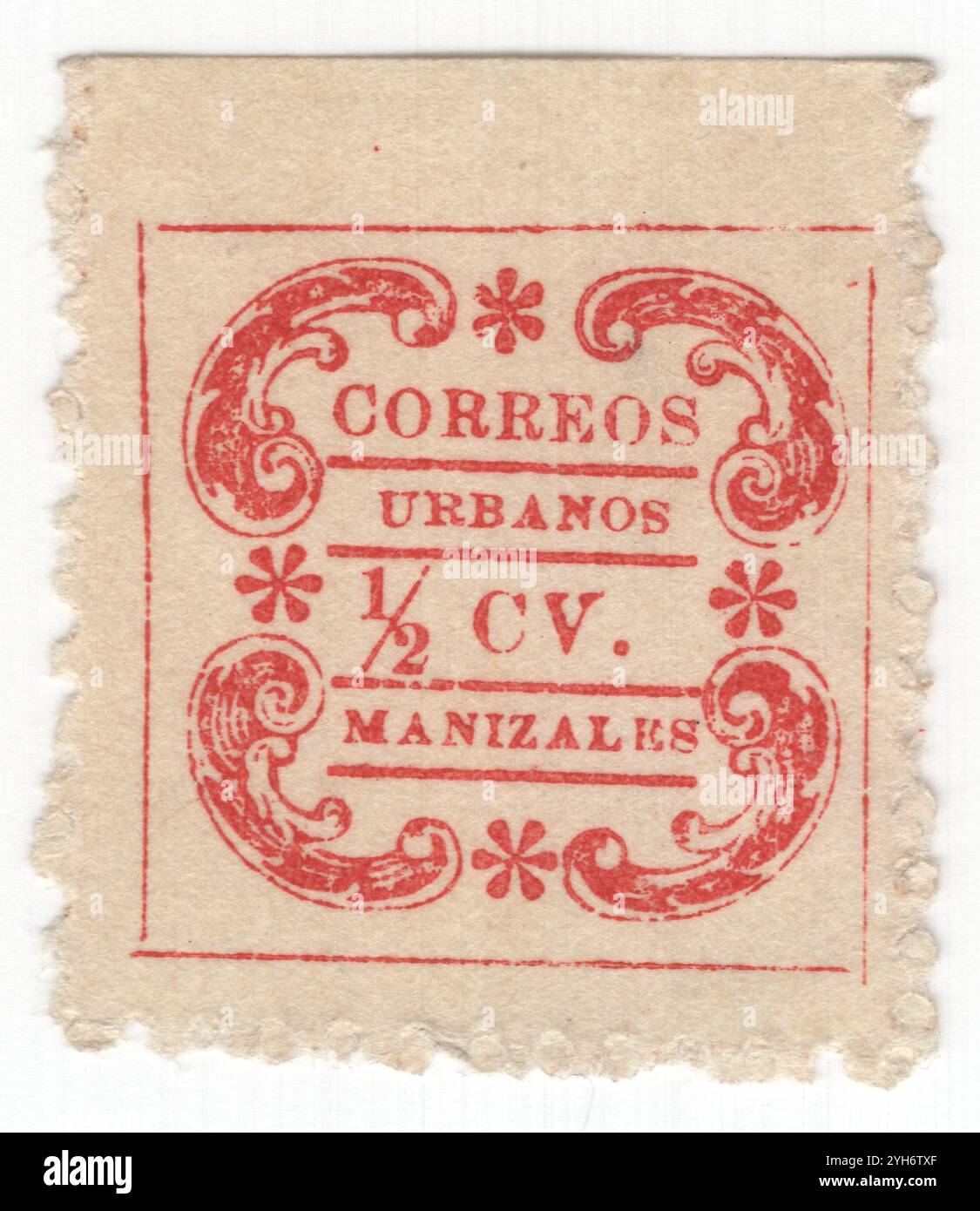 ANTIOQUIA - 1903: ½ centavo dark red Local Post stamp depicting Numeral ...