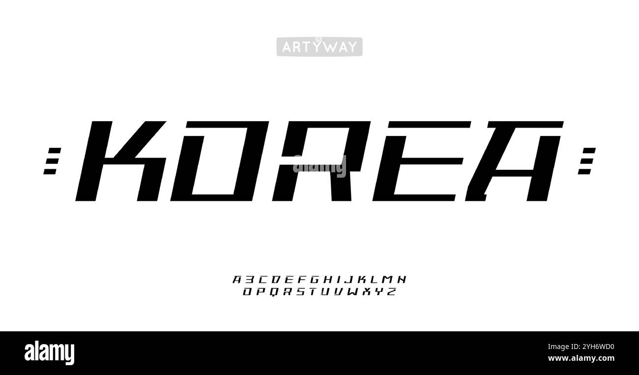 Slanted geometric font, sleek cyber letters, modern angled font for ...