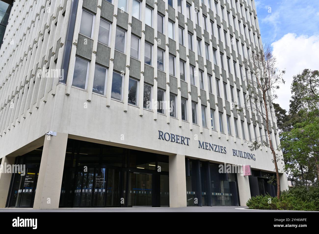 Southern entrance to Monash University's Robert Menzies Building, at ...