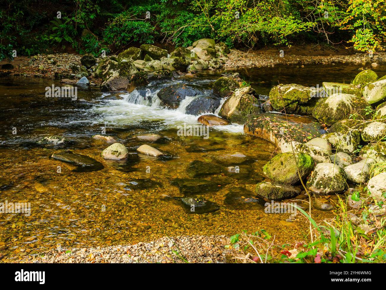 River flowing over moss covered rocks in Mourne Park County Down ...
