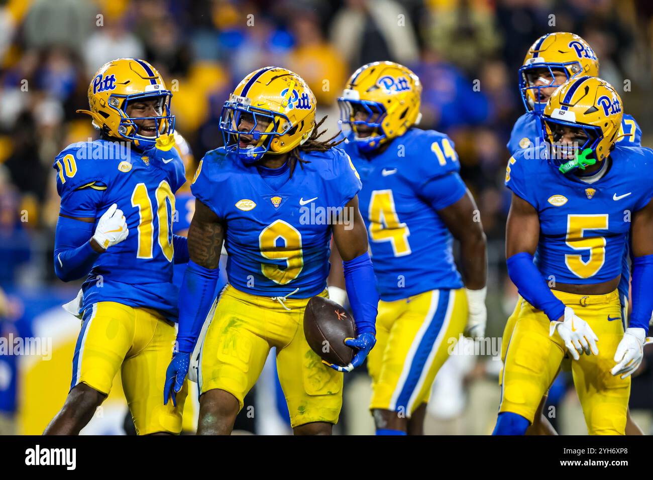 November 9, 2024: Pitt Panthers linebacker Kyle Louis (9) celebrates an ...