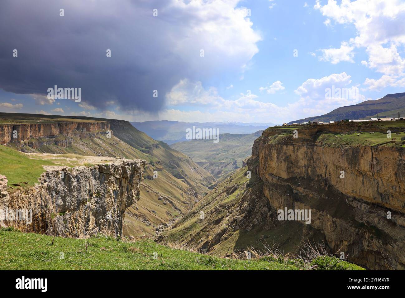 Stunning landscape with Khunzakh Canyon in the Republic of Dagestan ...
