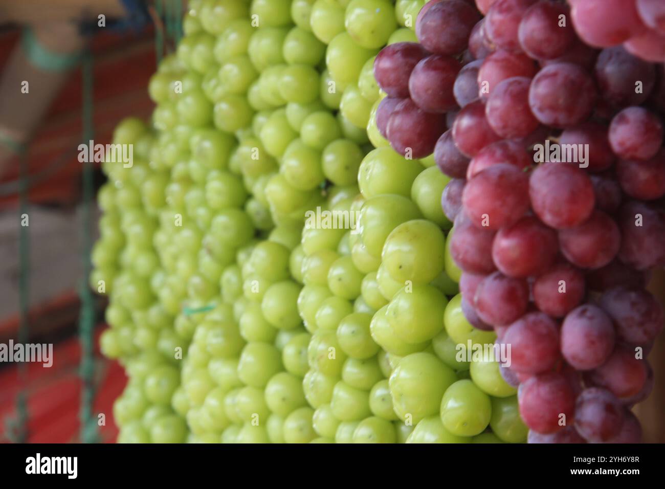 Grapes hang in the fruit shop Stock Photo - Alamy