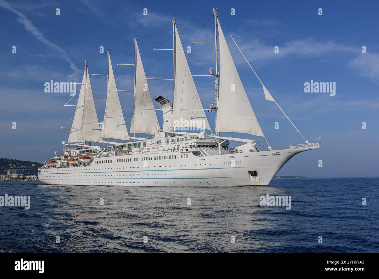 Mediterranean Sea, Spain. Nov 09,2024: The five-masted cruise ship WIND ...