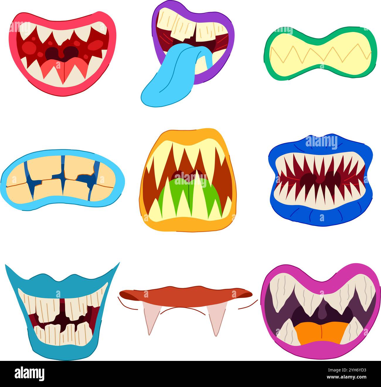 monster mouth set cartoon vector illustration Stock Vector Image & Art ...