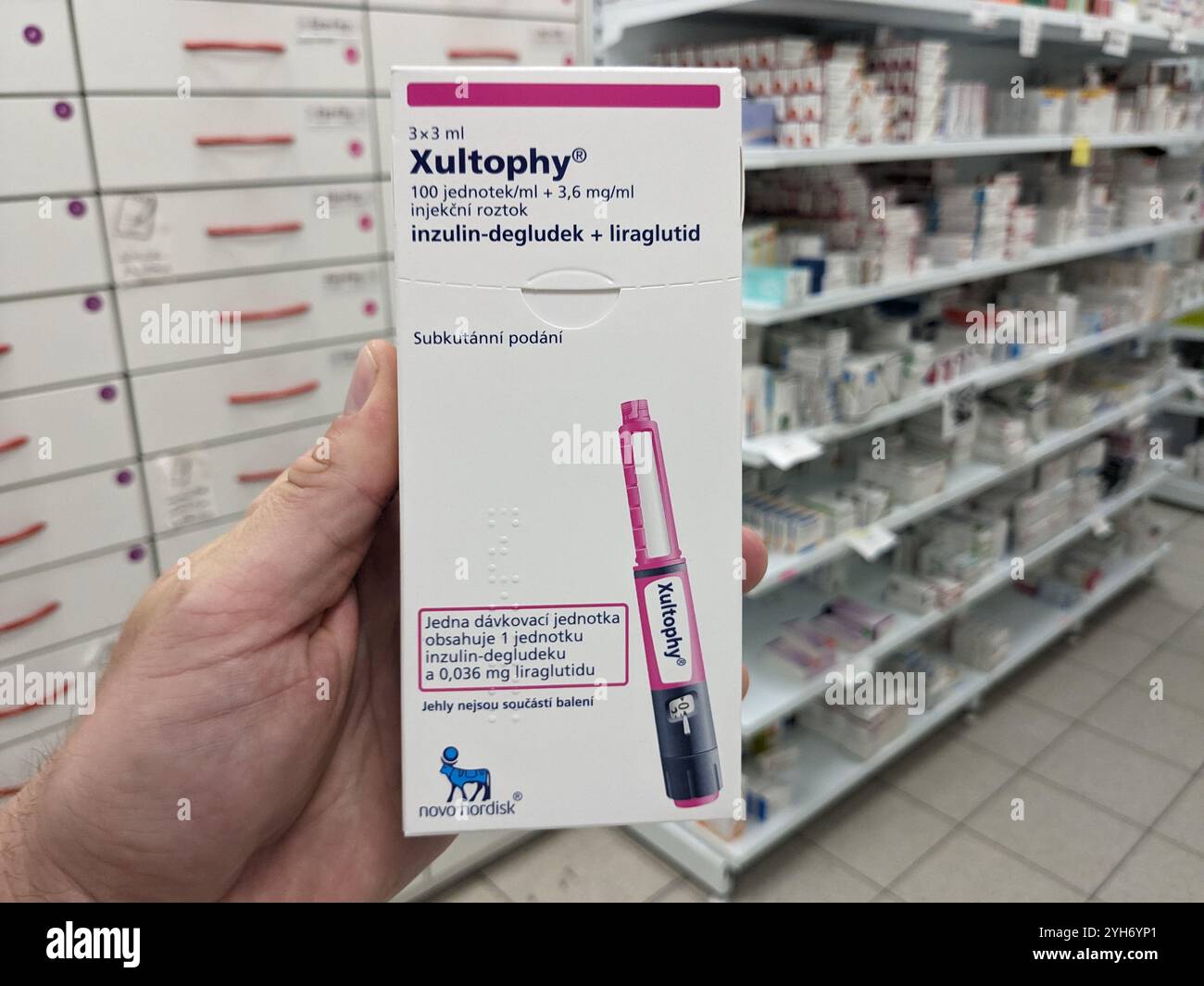 XULTOPHY box of medication with INSULIN DEGLUDEC and LIRAGLUTIDE active ...