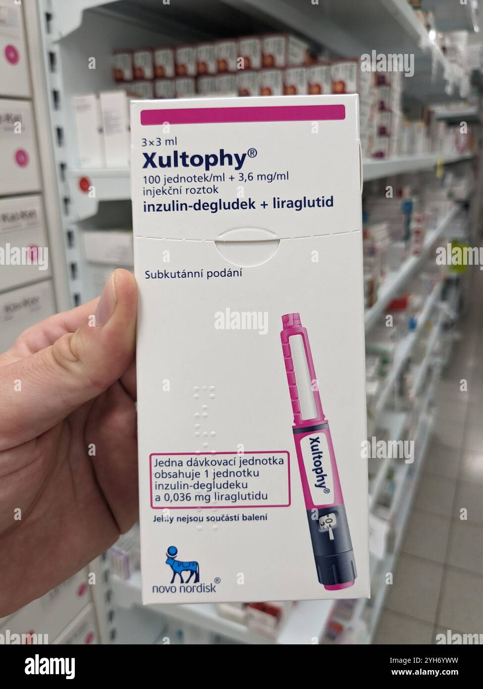 XULTOPHY box of medication with INSULIN DEGLUDEC and LIRAGLUTIDE active ...