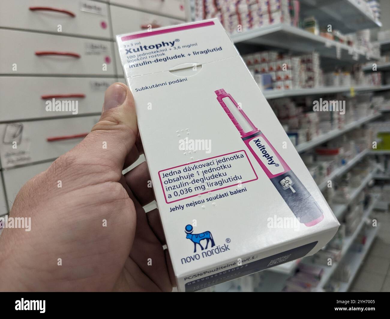 XULTOPHY box of medication with INSULIN DEGLUDEC and LIRAGLUTIDE active ...