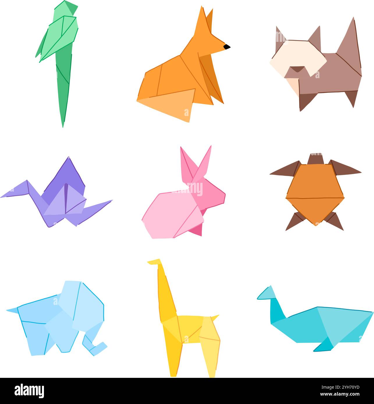 origami animals set cartoon vector illustration Stock Vector Image ...