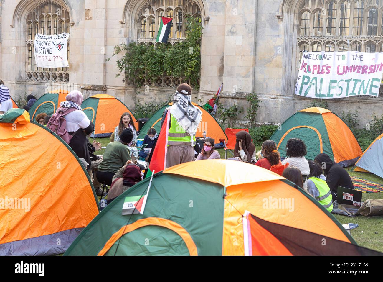 Pro-Palestinian student encampment, outside Kings College, Cambridge ...