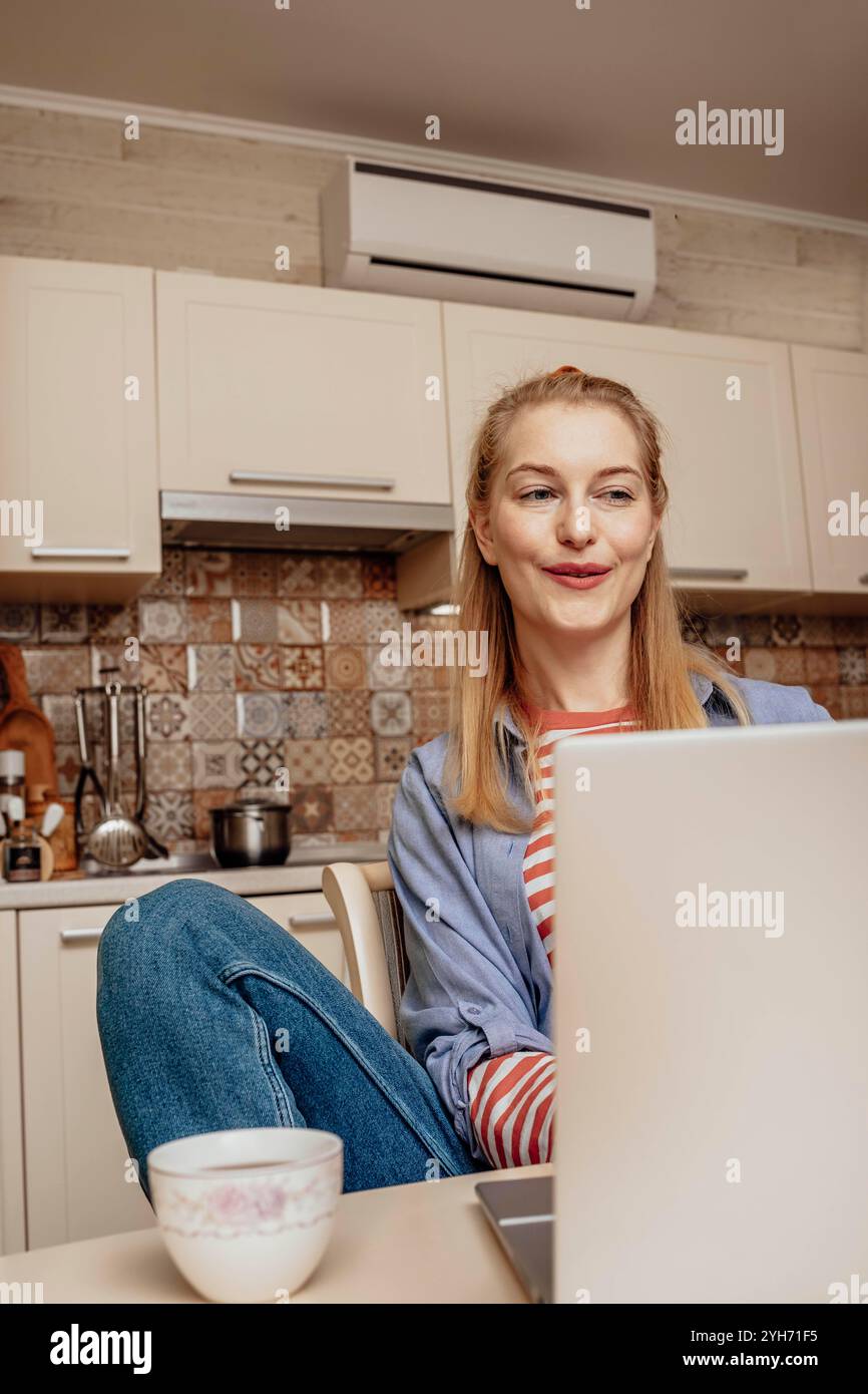 relaxed workspace with an ergonomic setup, promoting productivity and ...