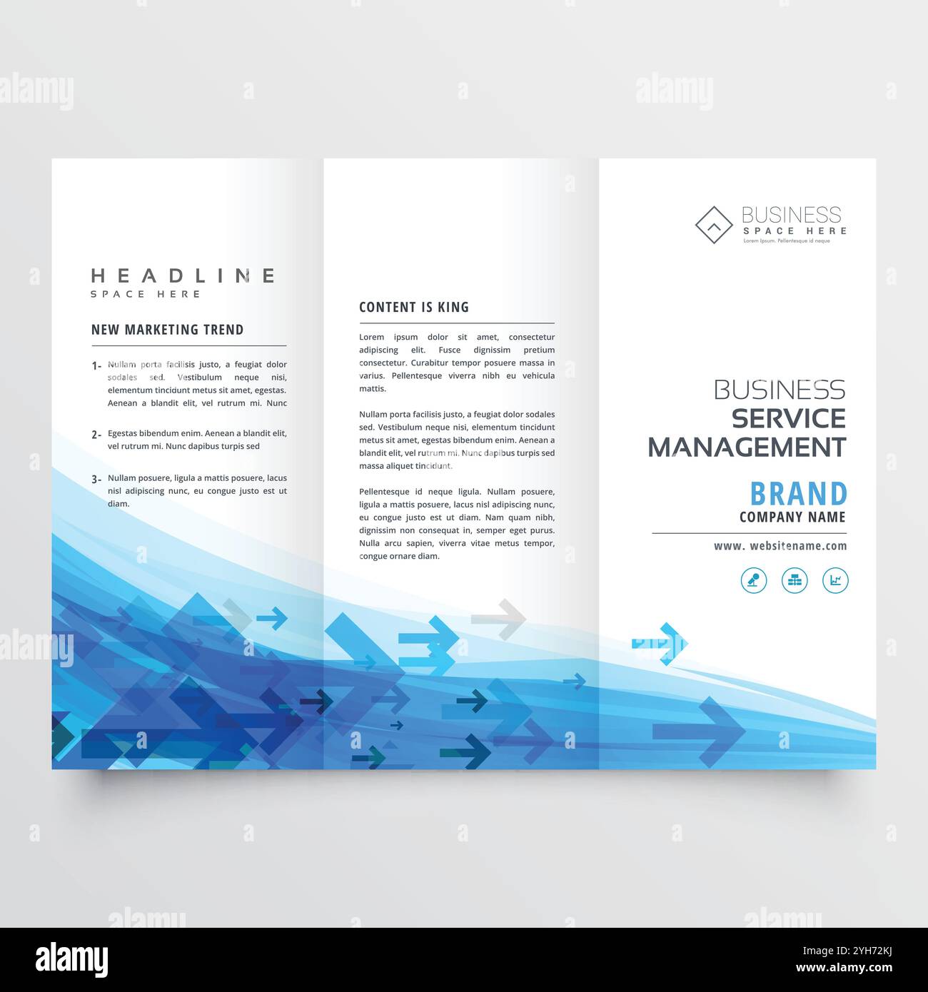awesome arrow style business brochure trifold template in blue color ...