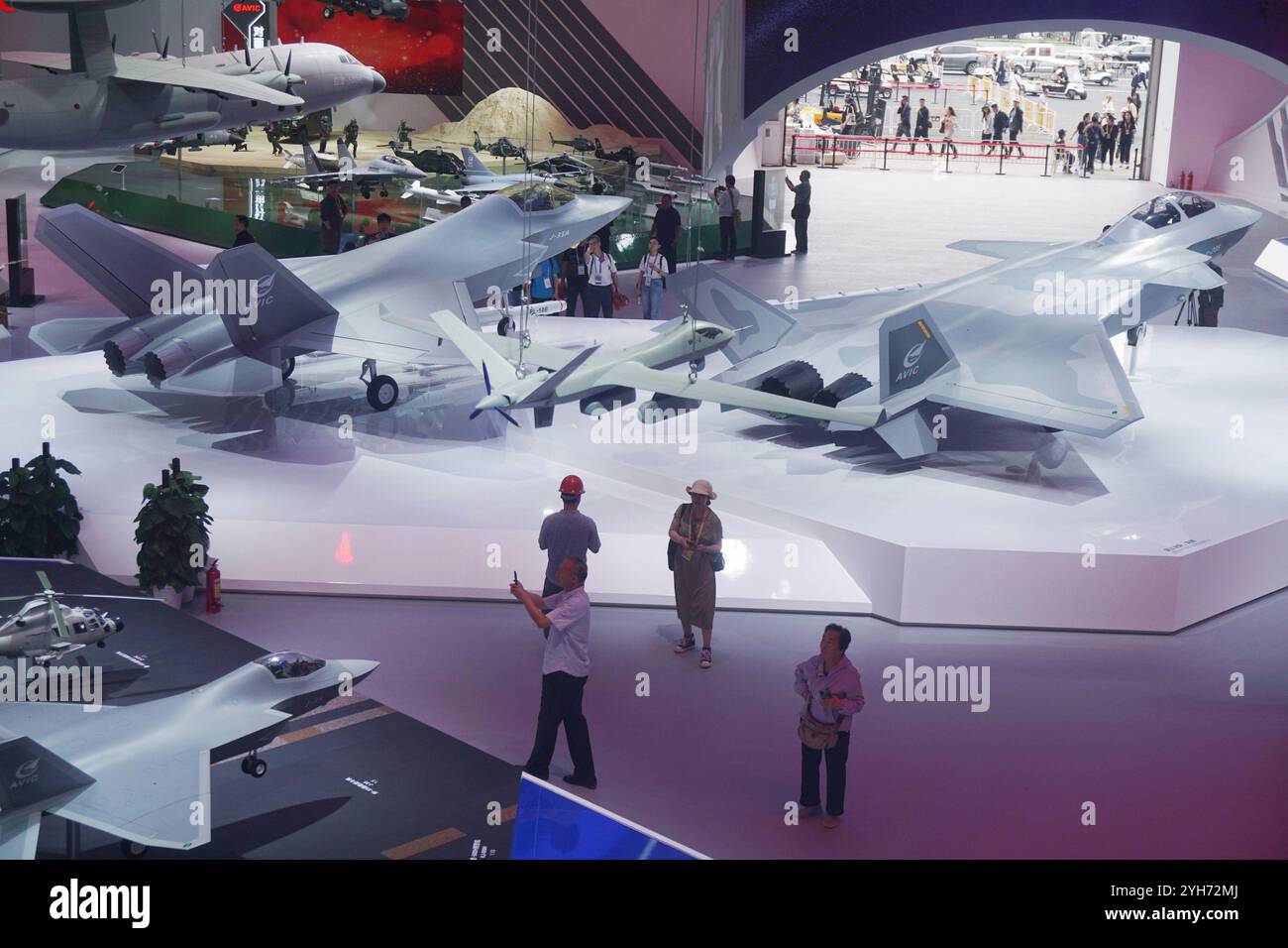 Models of China's J-20S and J-35A stealth fighters exhibited at the ...
