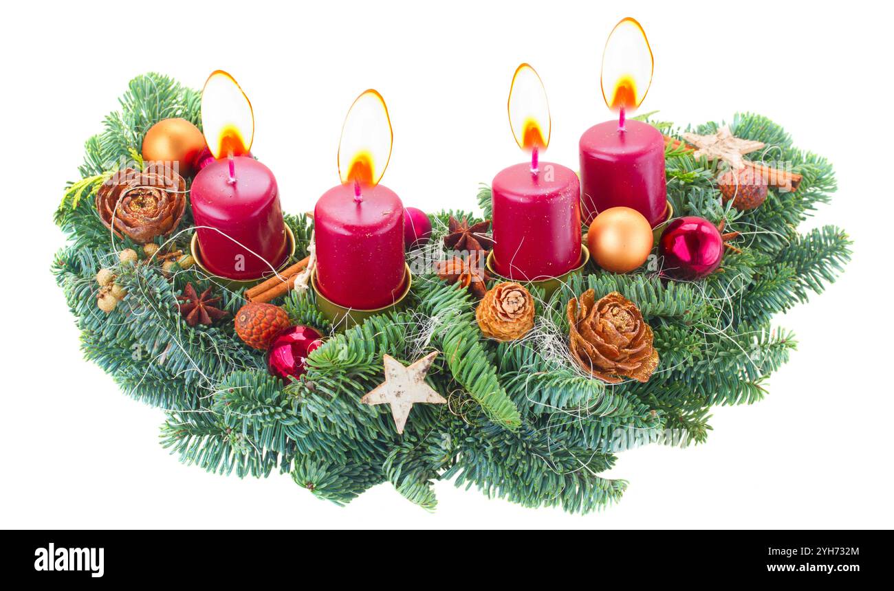 Festive advent wreath burning Cut Out Stock Images & Pictures - Alamy