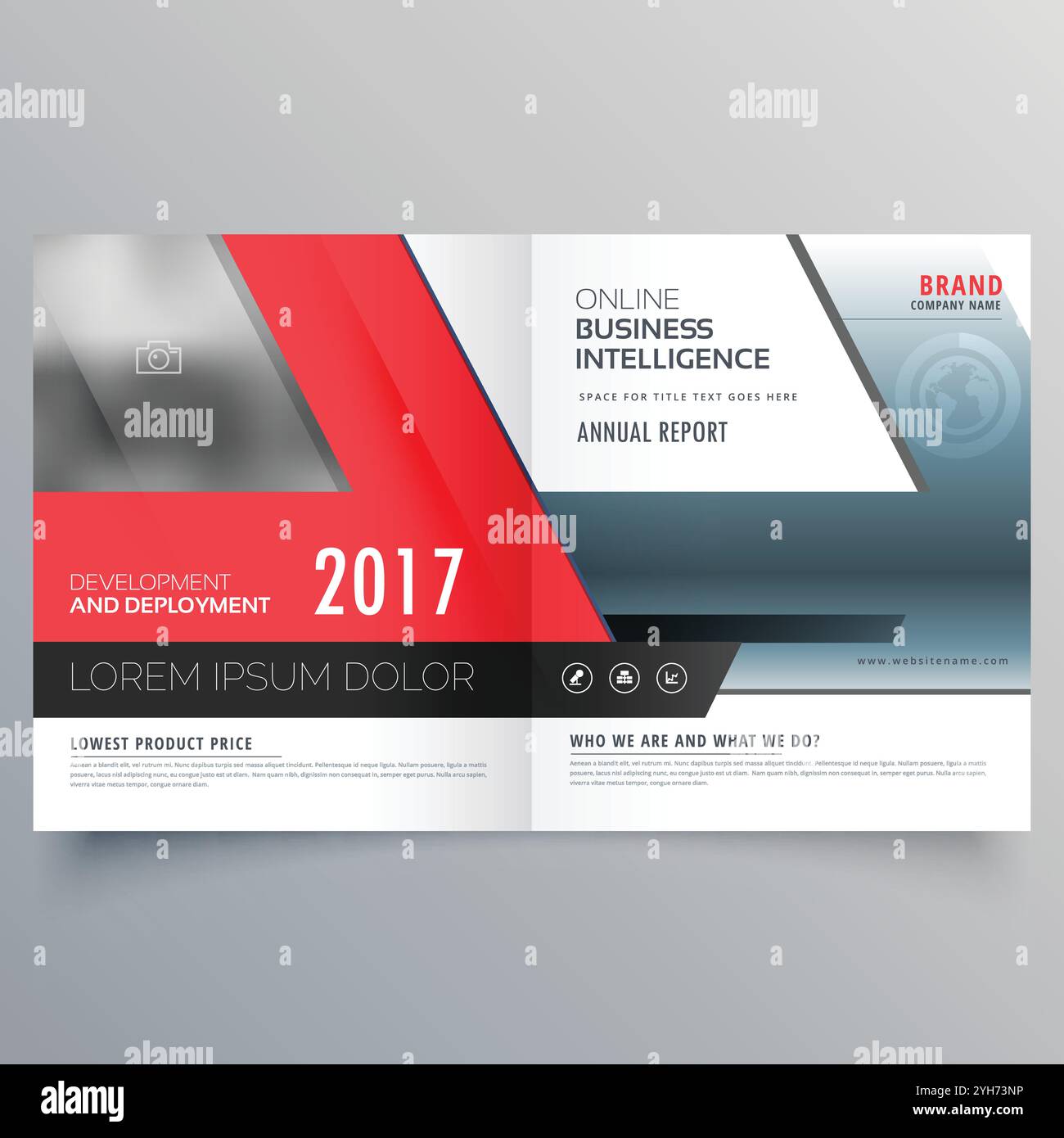 red business bifold brochure poster design template Stock Vector Image ...
