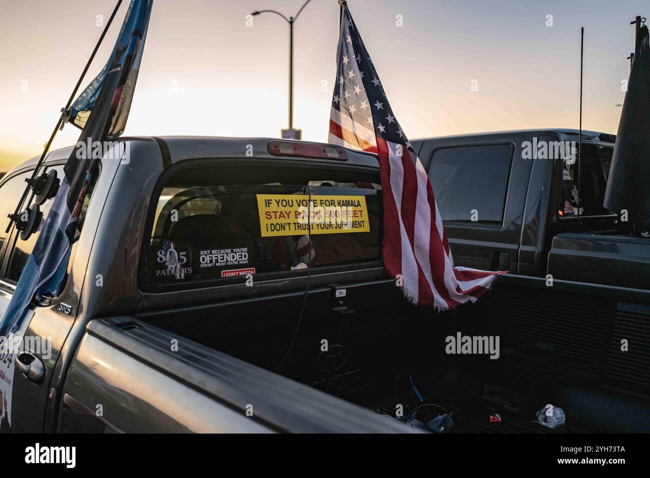 A large, enthusiastic crowd of Trump supporters gathers on Santa Monica ...