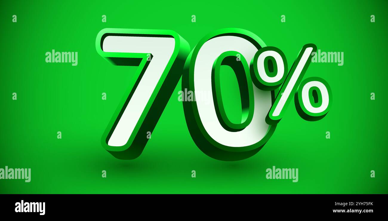 70 percent Off. 3d number 70. Sale banner. Vector illustration Stock ...