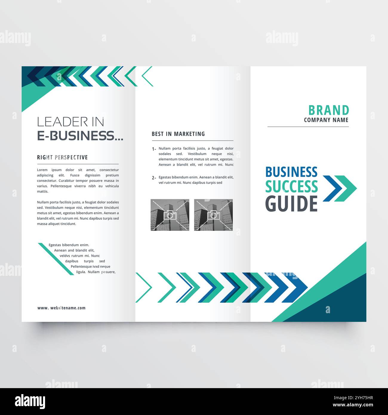 business tri fold brochure template design with geometric shapes Stock ...