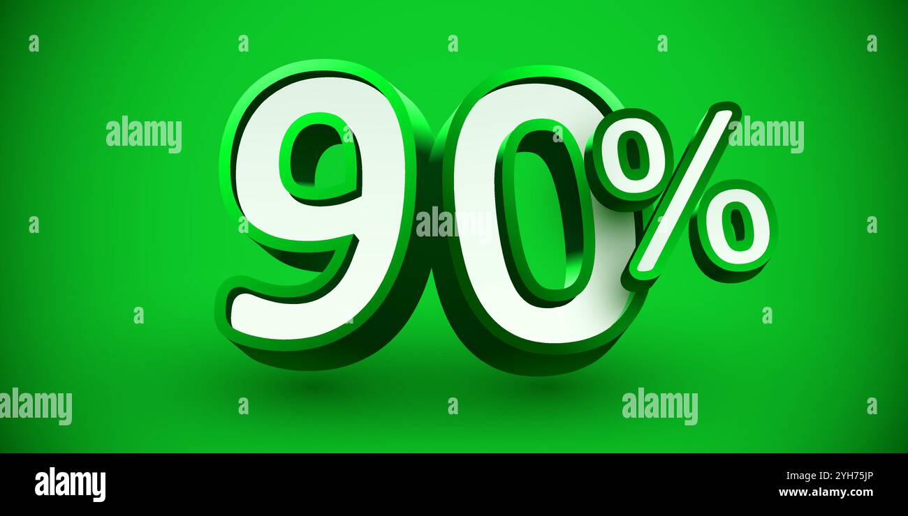 90 percent Off. 3d number 90. Sale banner. Vector illustration Stock ...