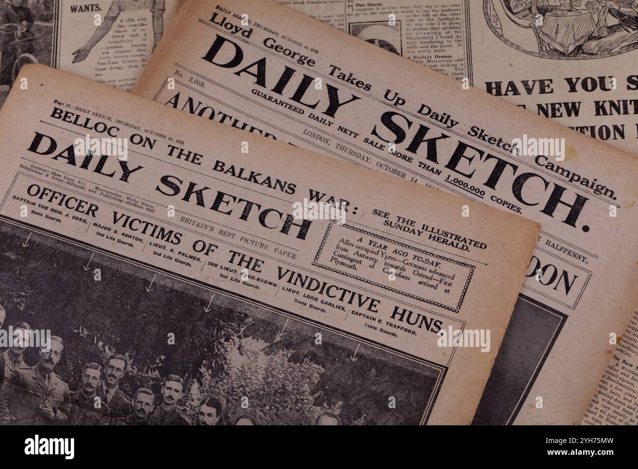 Gaziantep, Turkey. Old copies of the British Daily Sketch newspaper ...