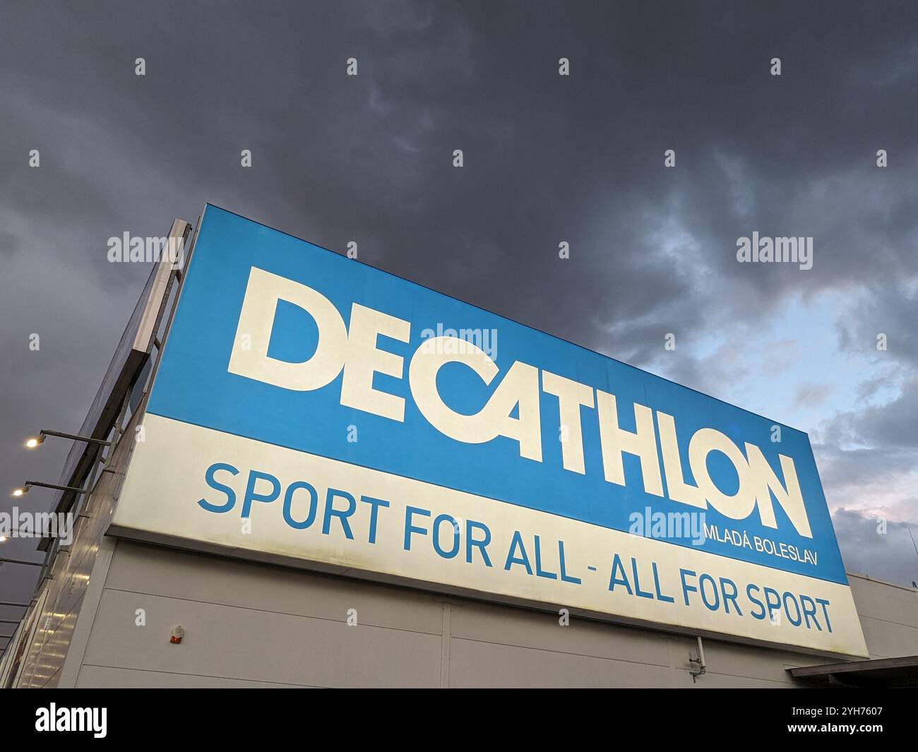 Exterior view of a Decathlon store. Decathlon is a French company and ...