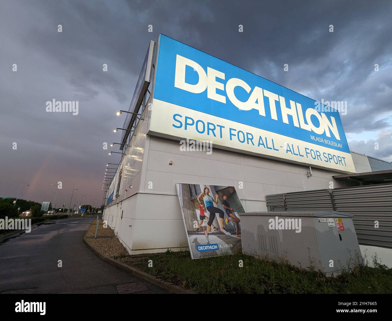 Exterior view of a Decathlon store. Decathlon is a French company and ...