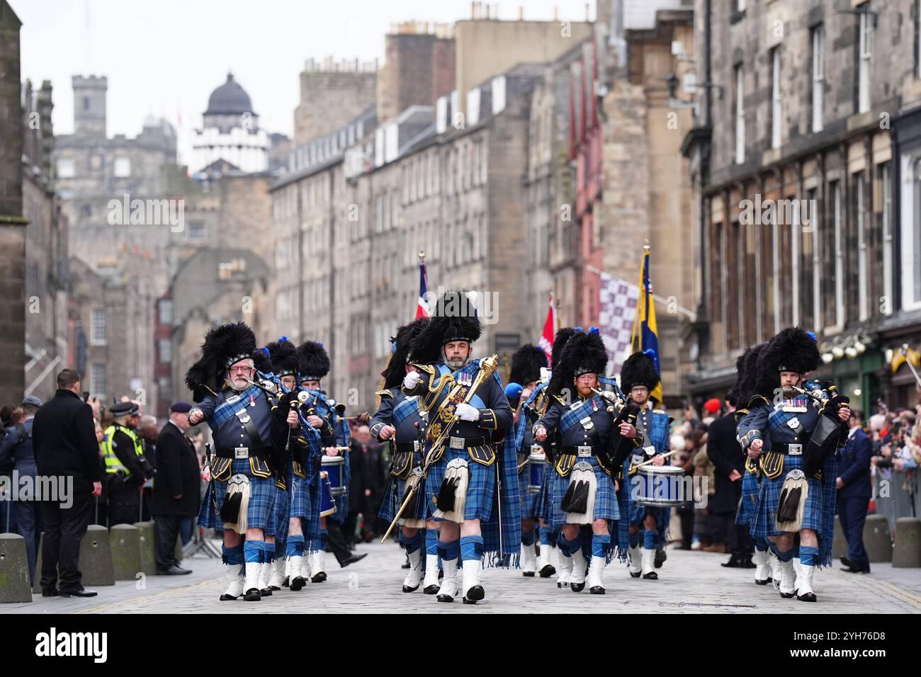 Members of the RAF Pipes and Drums band during the Remembrance Sunday ...
