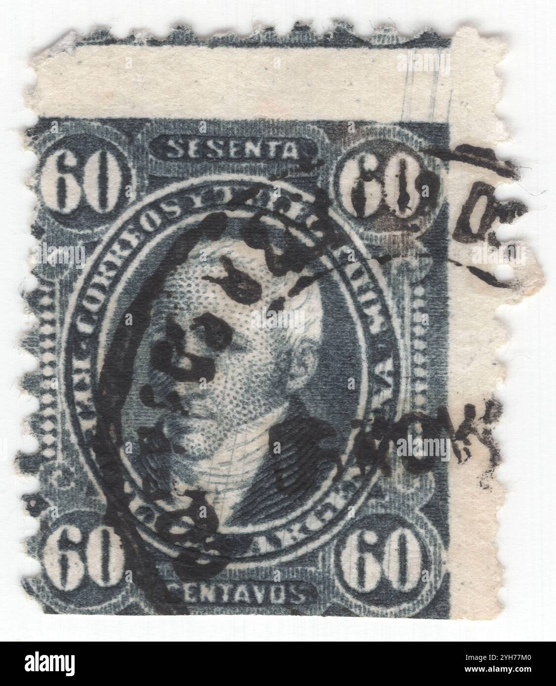 ARGENTINA - 1890 March 12: 60 centavo black postage stamp depicting ...