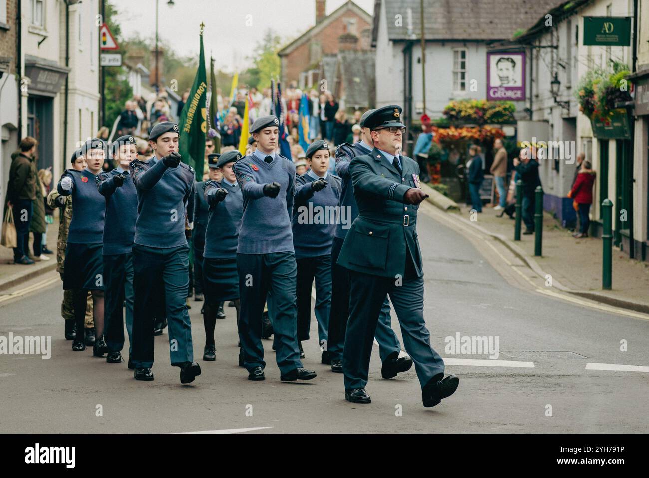 Cadets marching in the Remembrance Day parade through the town centre ...