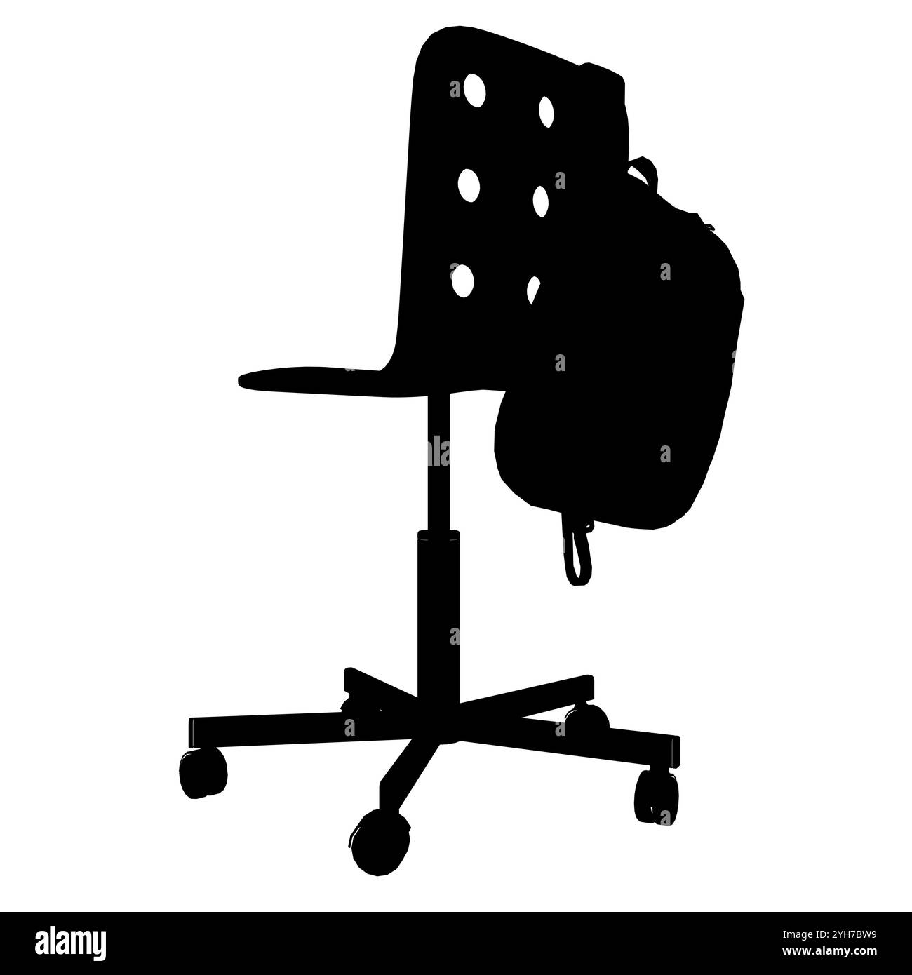 Silhouette of a backpack hanging on a chair isolated on a white ...