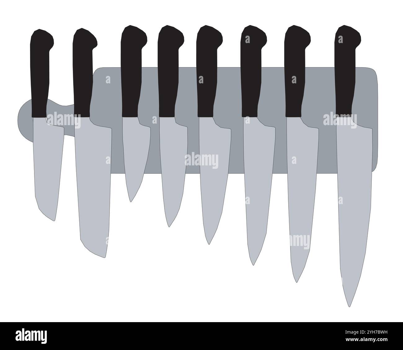 Kitchen and meat cutting knives set silhouette vector of chef and ...