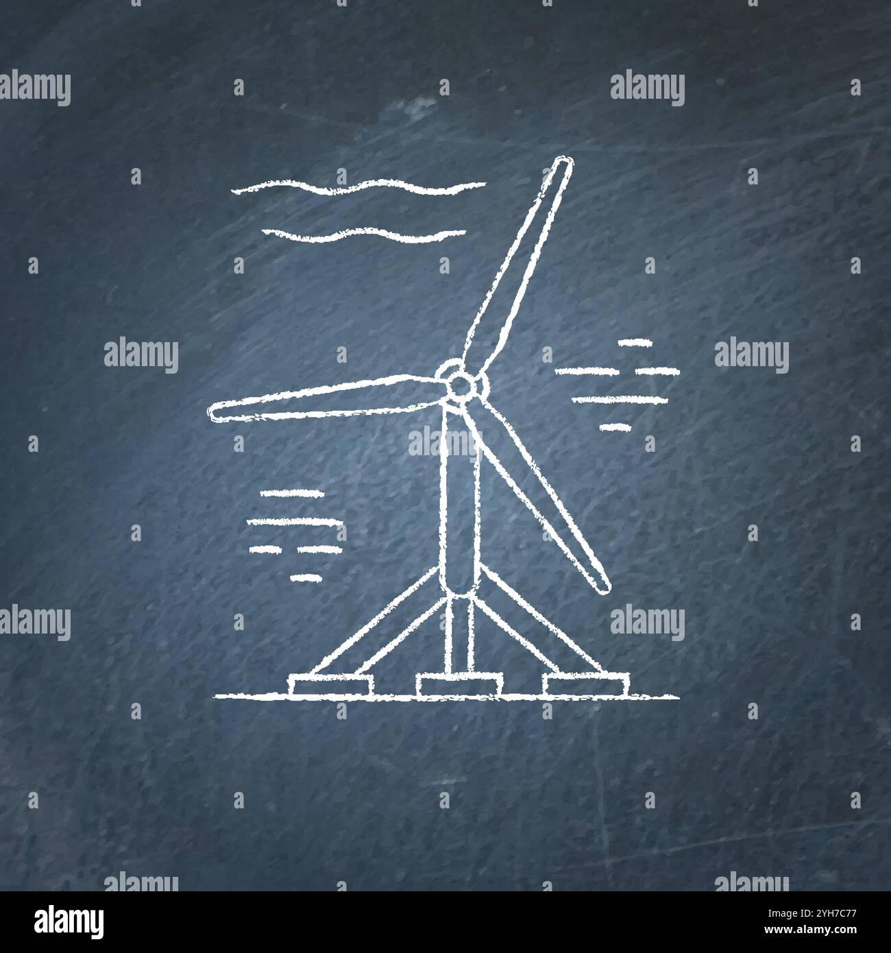 Tidal energy icon sketch on chalkboard. Water turbine symbol - chalk ...