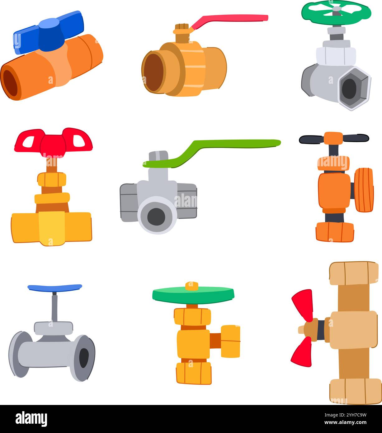 plumbing valve set cartoon vector illustration Stock Vector Image & Art ...