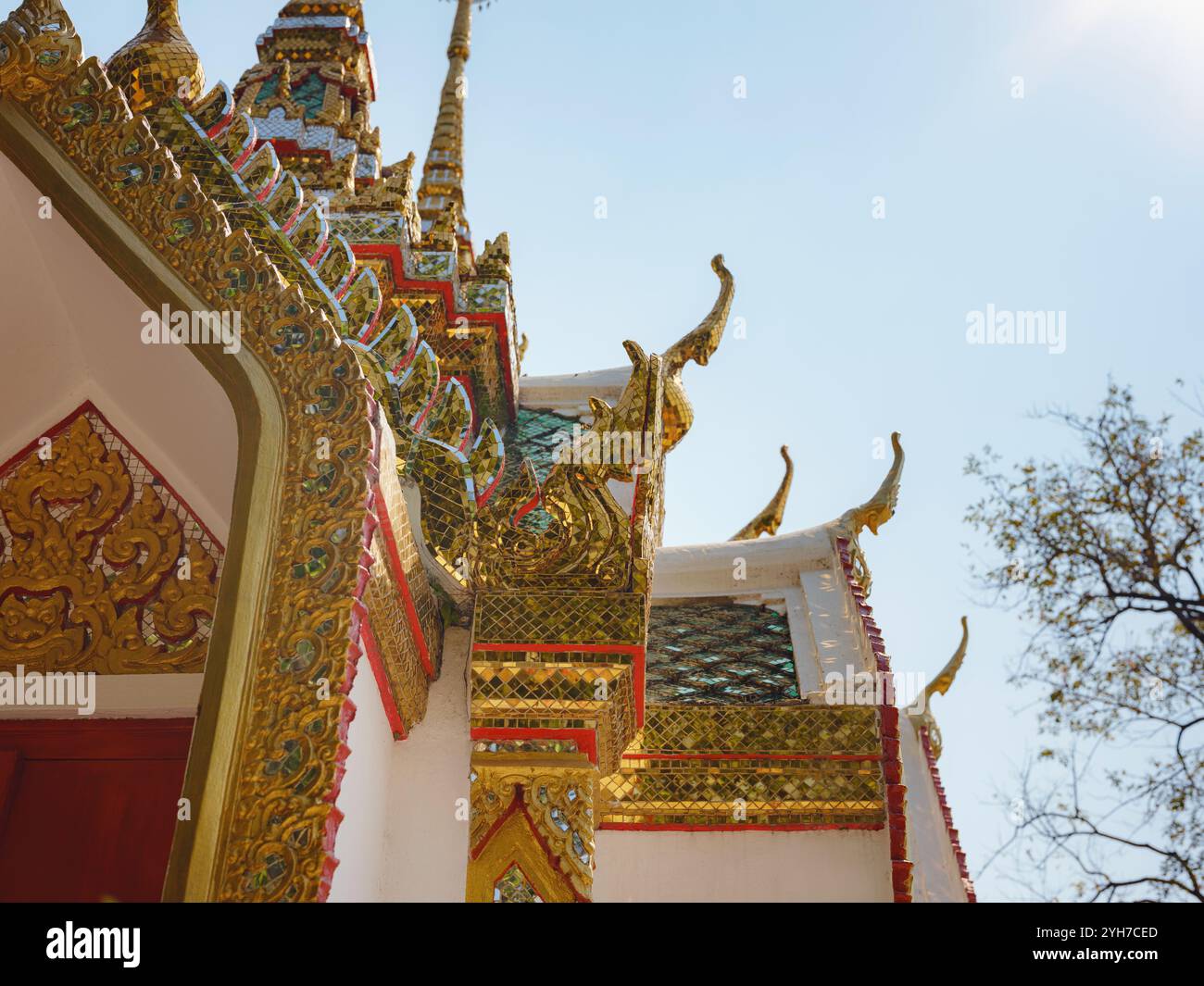 details of a small Modern Buddhist temple in Thailand, showcasing ...