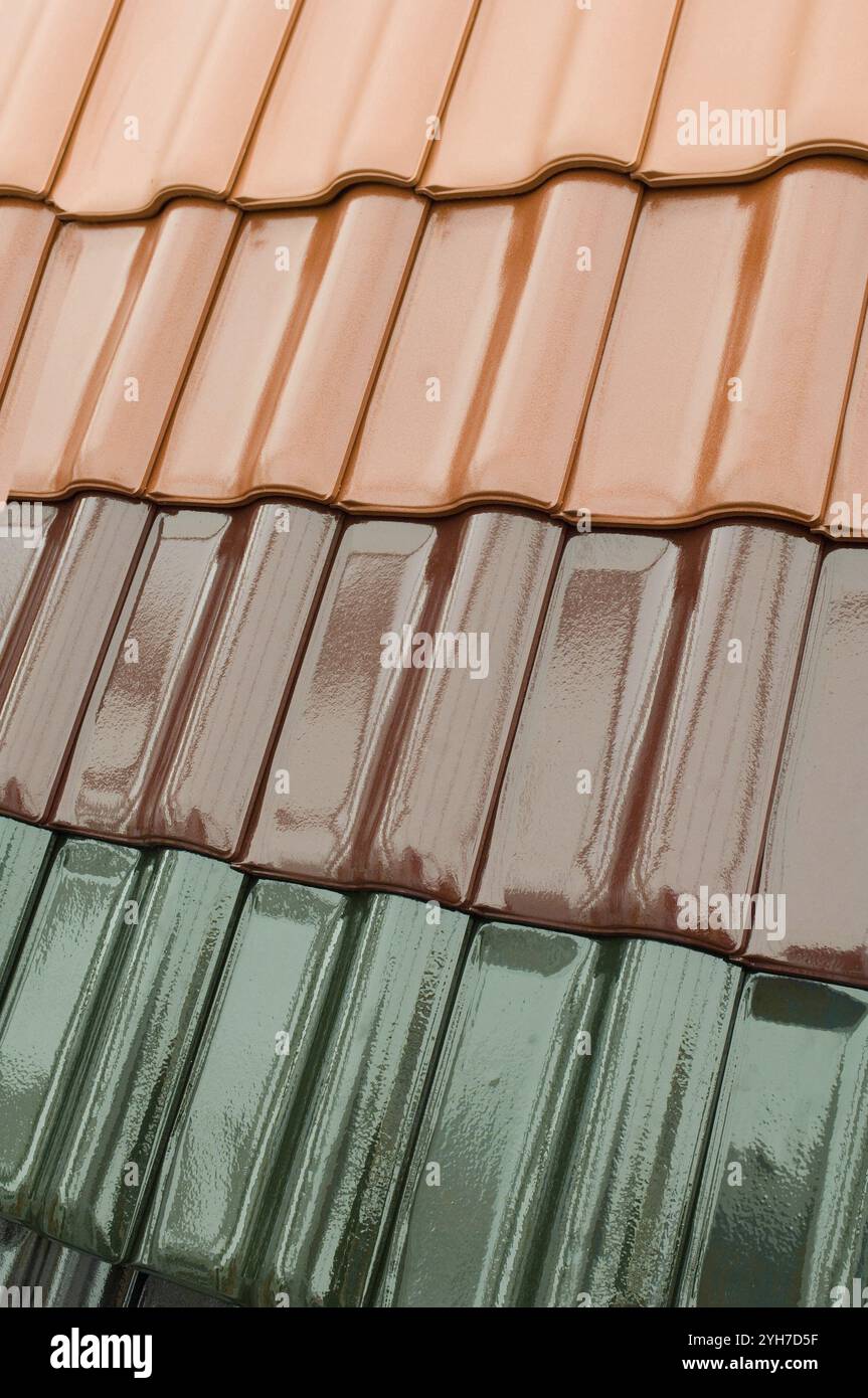 Colour and material samples of various roof tiles, Federal Republic of ...