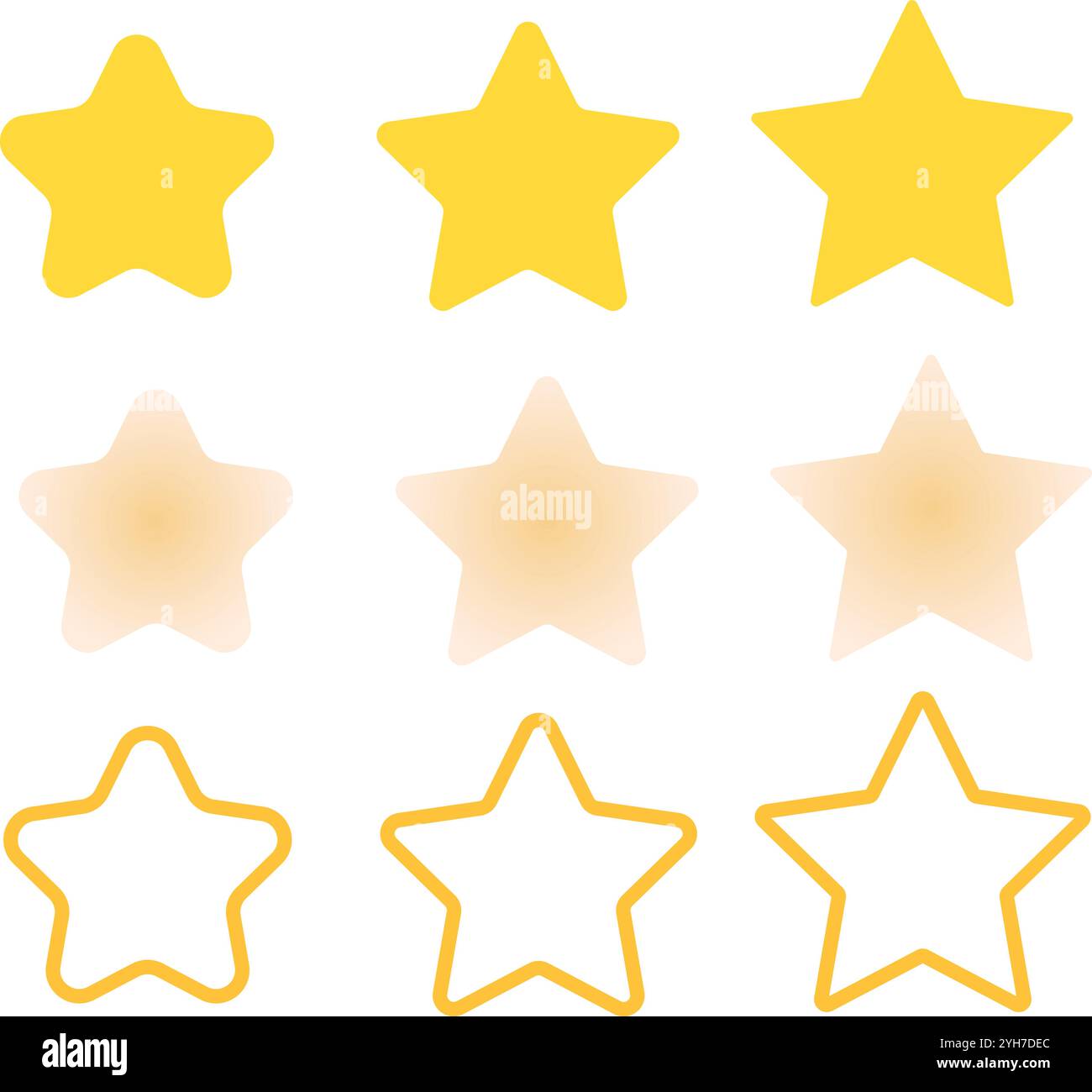 Vector yellow stars in flat and yellow lines on white background Stock Vector Image & Art - Alamy