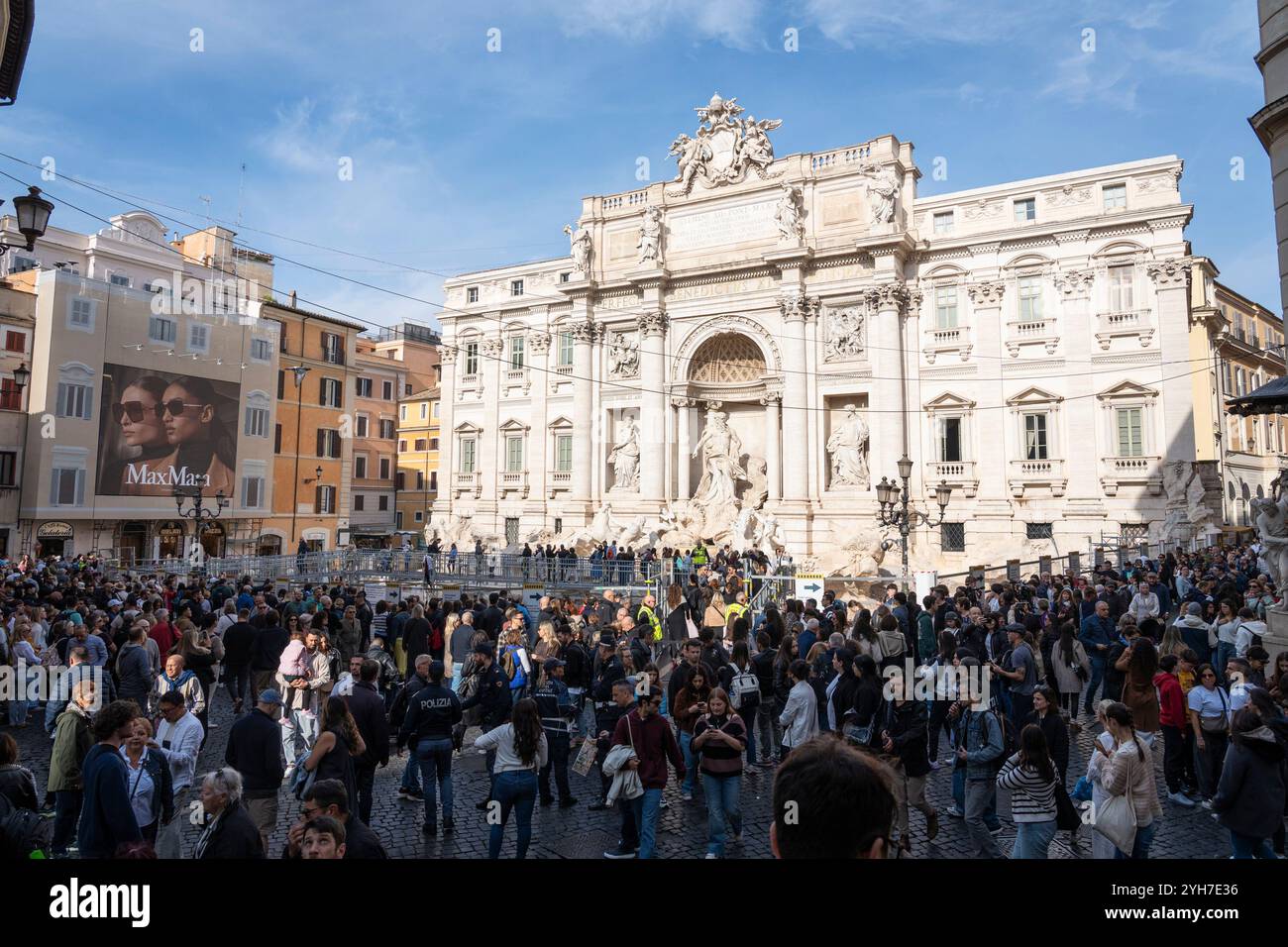 A general view of Trevi Fountain during the renovation work ...