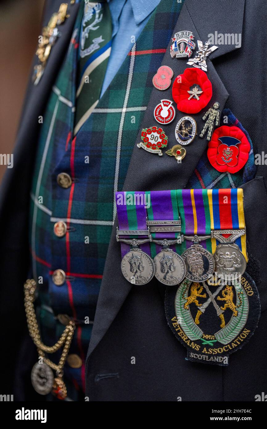 Medals worn by a veteran during the Remembrance Sunday ceremony at the ...