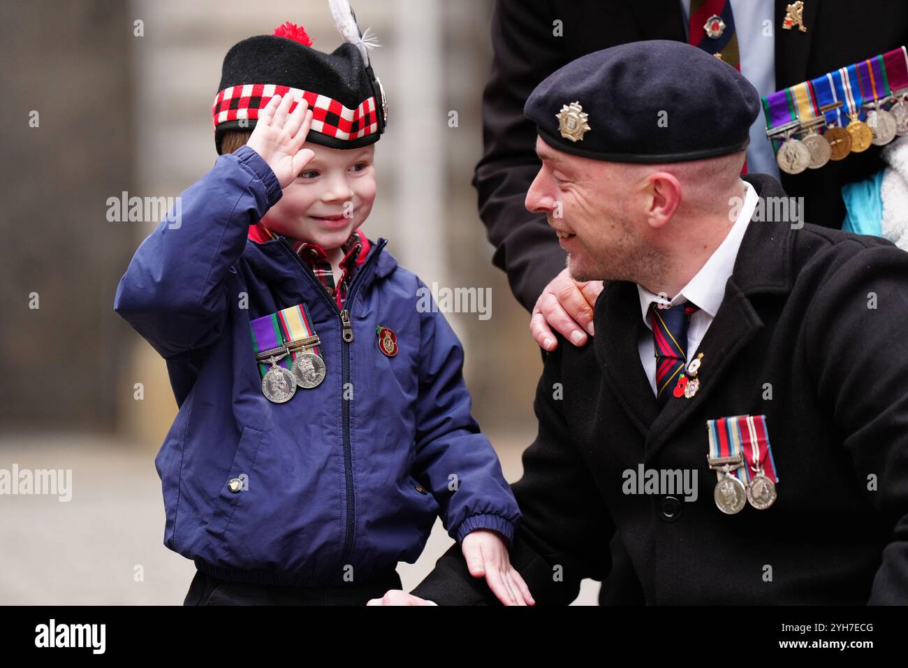 Lance Corporal David Clyde with his son Matthew Clyde aged 5, during ...