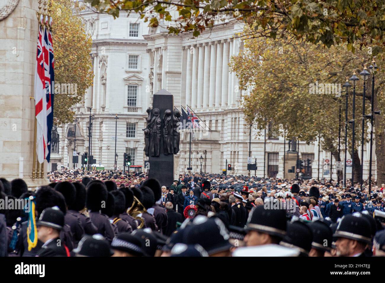 London, UK. 10th Nov, 2024. On Remembrance Sunday, the King, members of ...