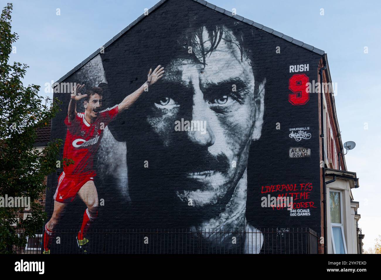Ian Rush Mural seen in Anfield, Liverpool. One of Liverpool FC`s most ...