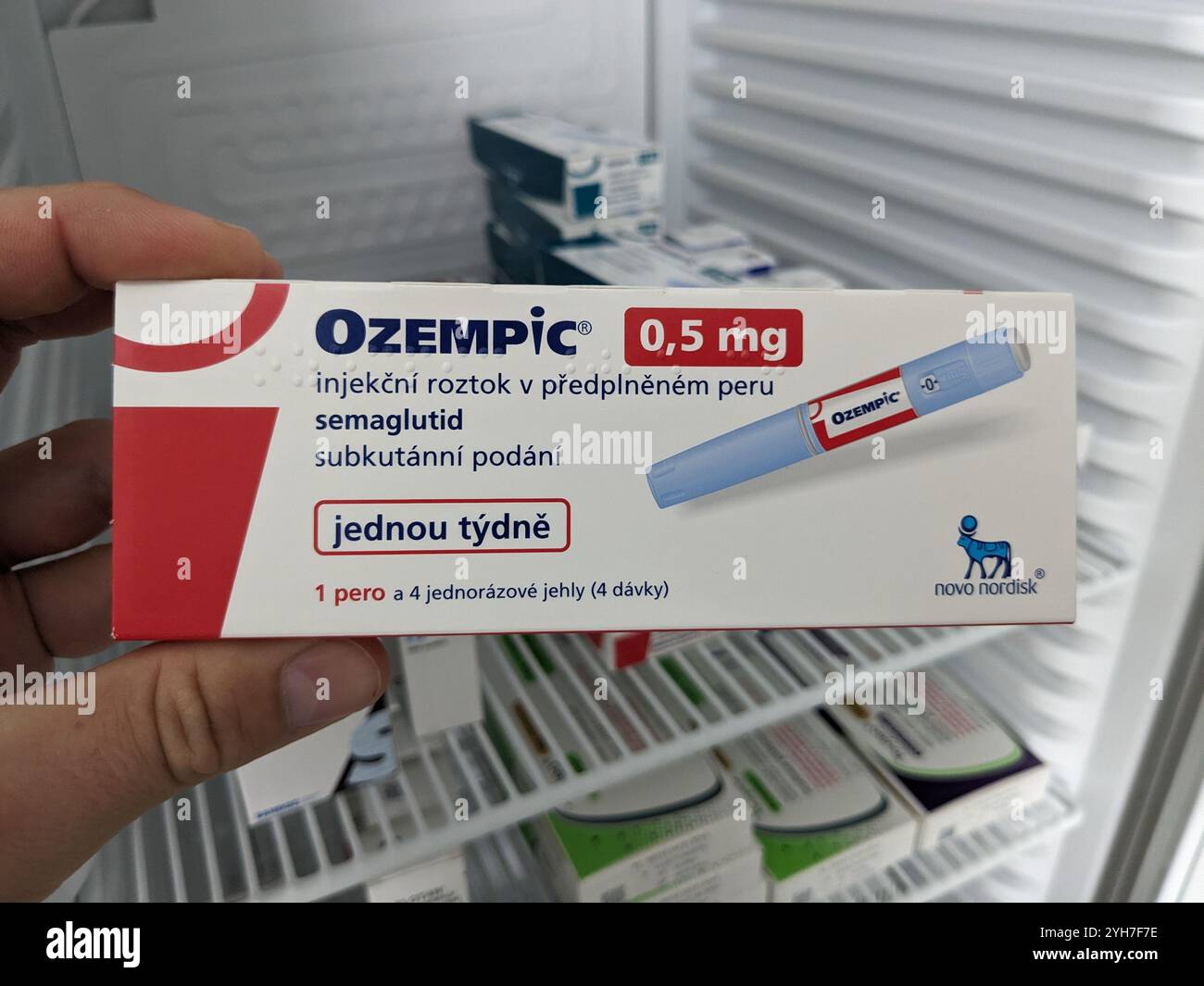Ozempic box of medication Novo Nordisk. Diabetes treatment in Czech ...