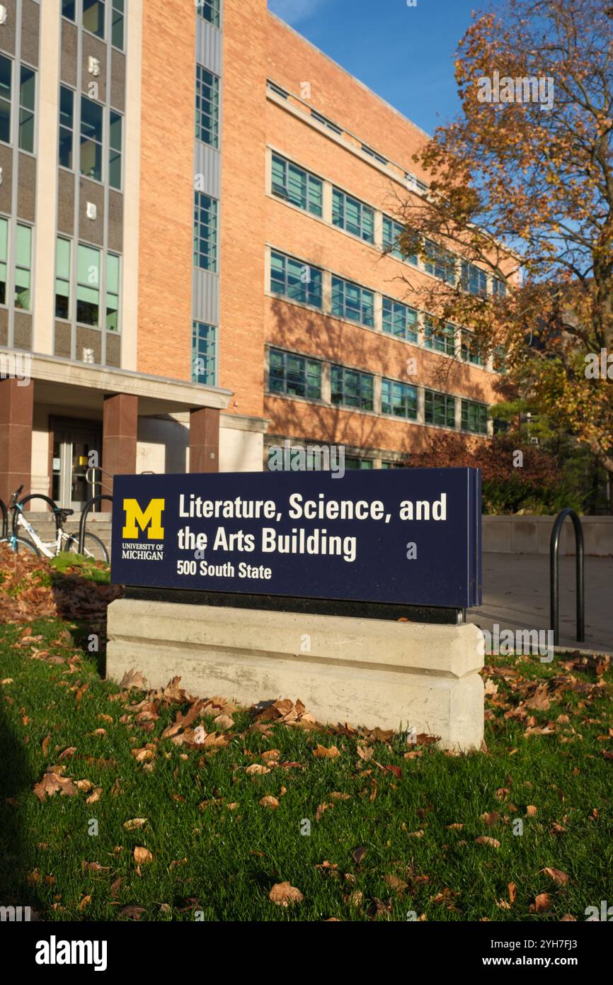 The Literature, Science, and the Arts building and sign on the campus ...