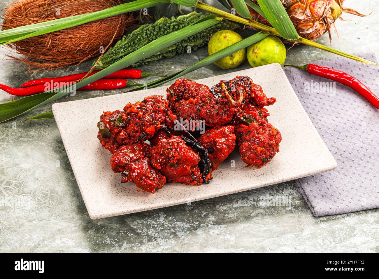 Indian cuisene - tandoori spicy Chicken 65 Stock Photo - Alamy