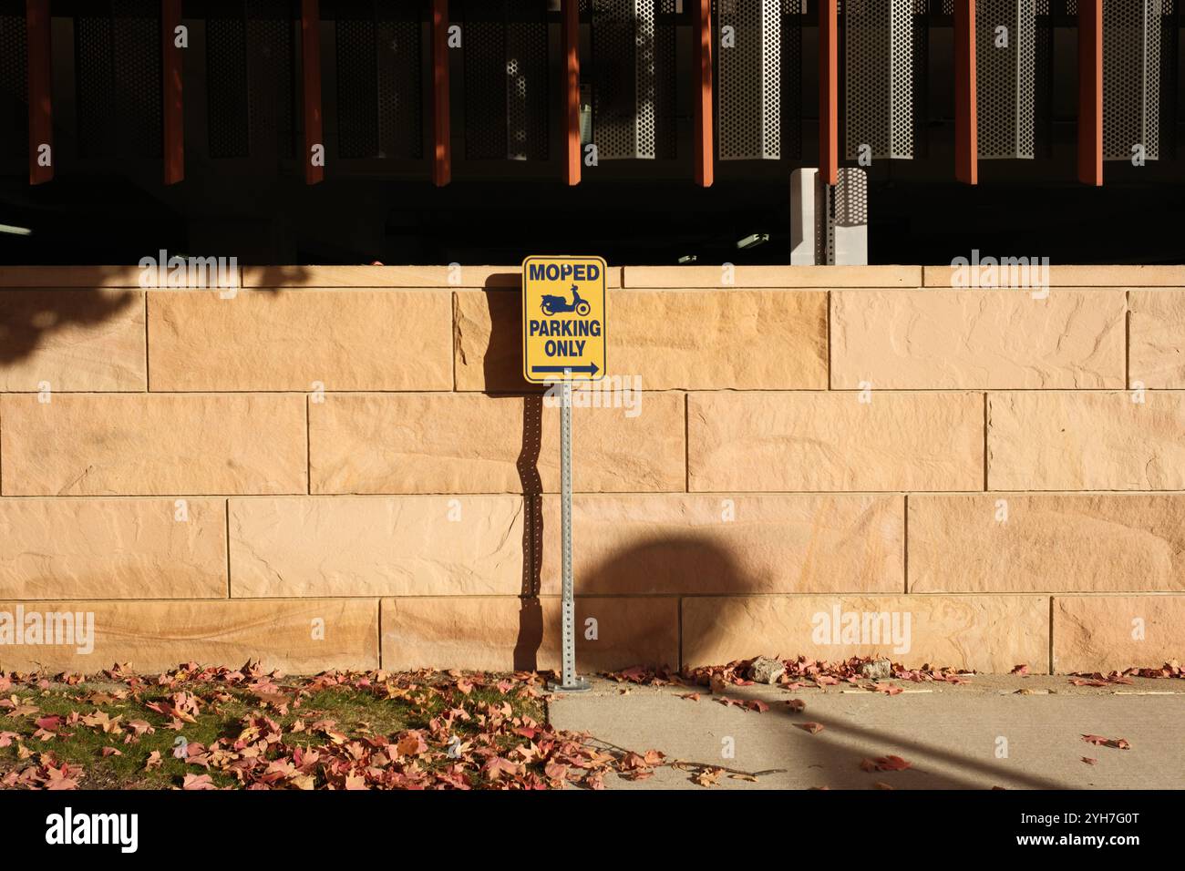 Moped Parking Only sign outside a parking structure at the University ...